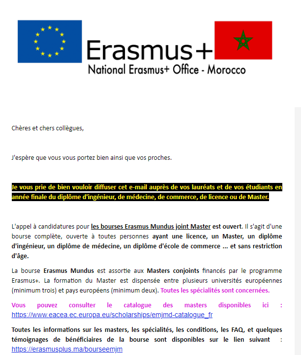 Bourse d’excellence “Master Erasmus Mundus”: campagne 2024 ...