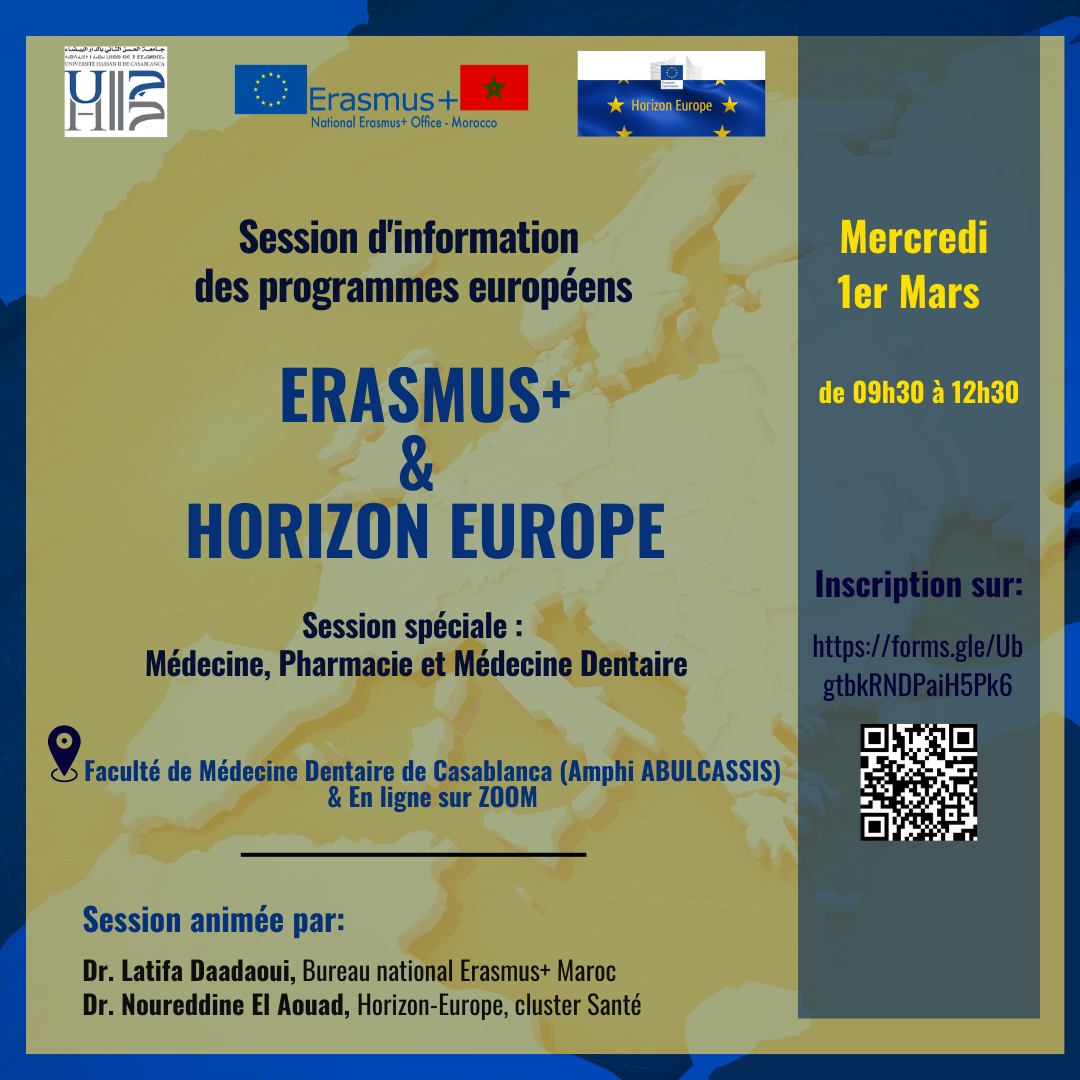Erasmus+ / Horizon-Europe – Session d’info spéciale Santé - ERASMUSPLUS MOROCCO